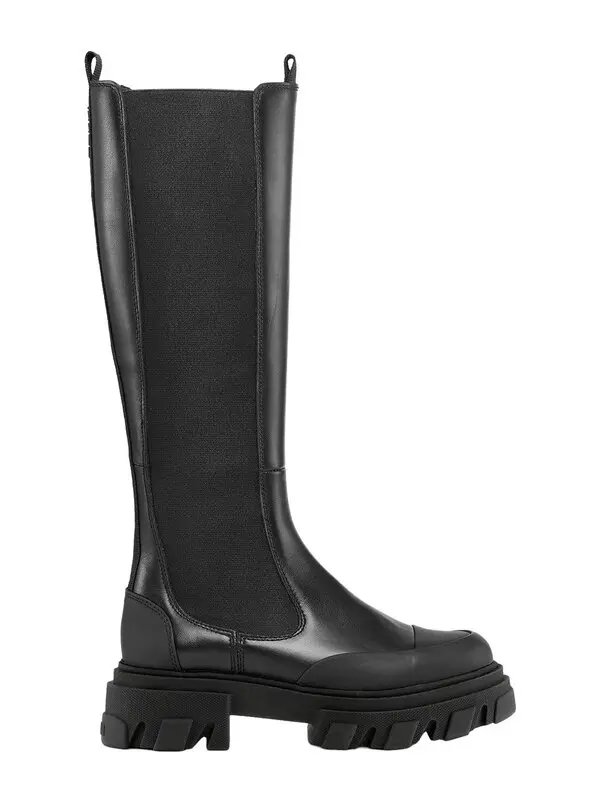 GANNI Cleated High Chelsea Boots - Black
