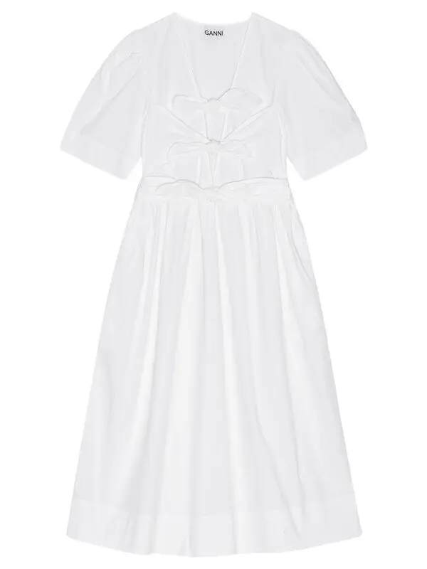 GANNI Stretch Cotton Midi Dress - White