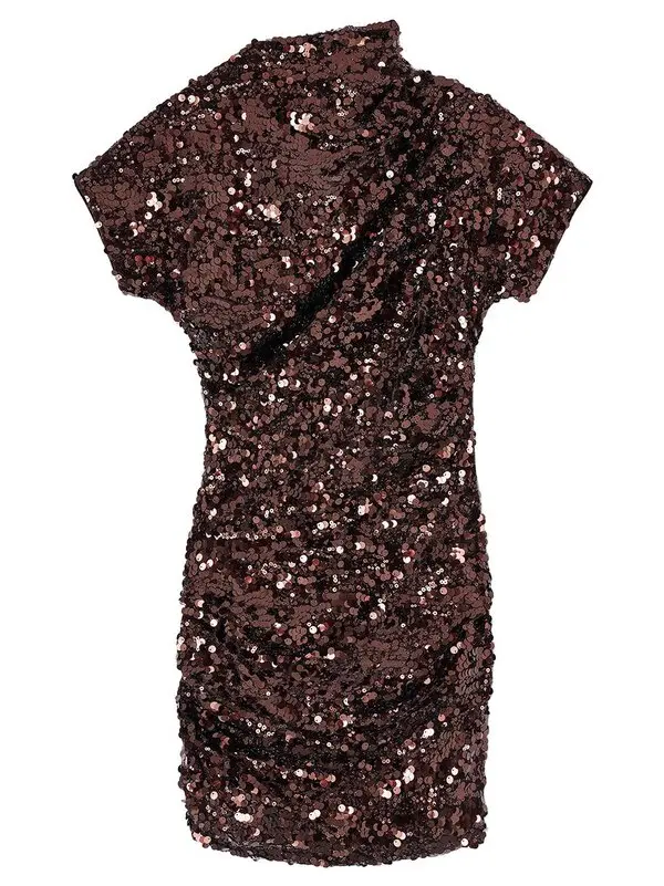 GANNI Sequined Mini Dress - Brown
