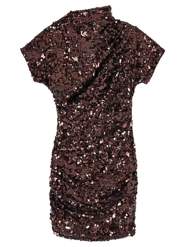 GANNI Sequined Mini Dress - Brown