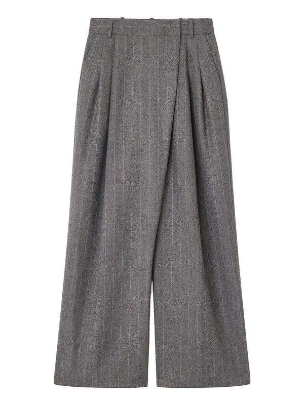 GANNI Stripe Wide Leg Trousers - Grey