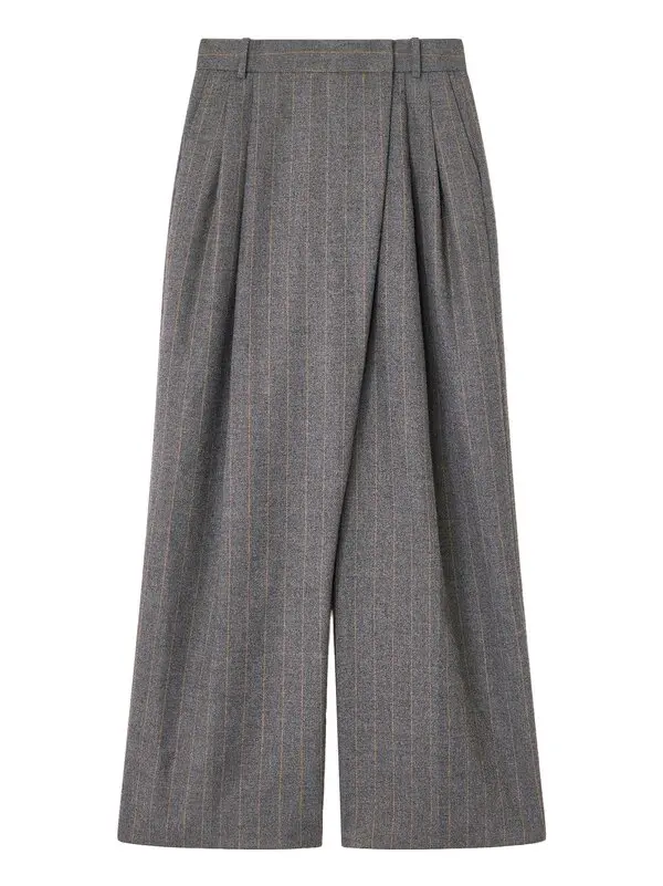 GANNI Stripe Wide Leg Trousers - Grey