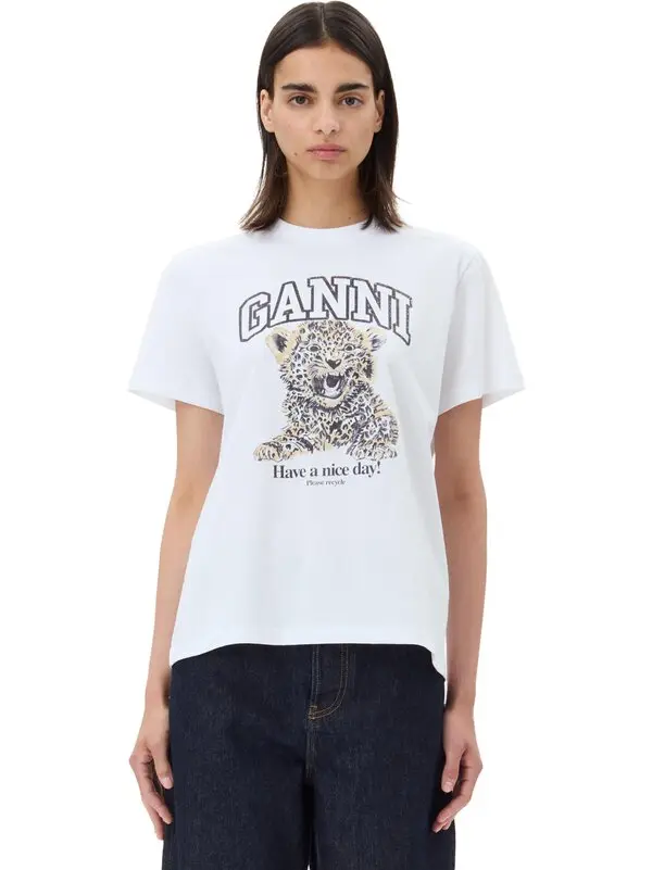 GANNI Relaxed Leopard Jersey T-shirt - Mixed