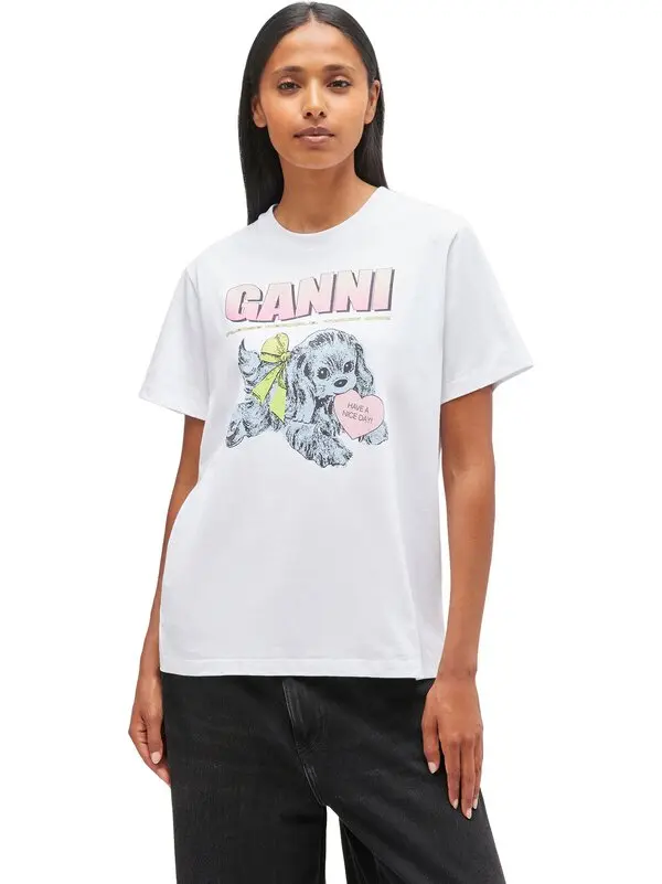 GANNI Printed T-shirt - White