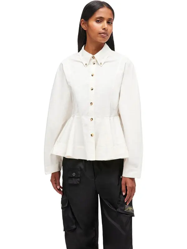 GANNI Peplum Shirt - White