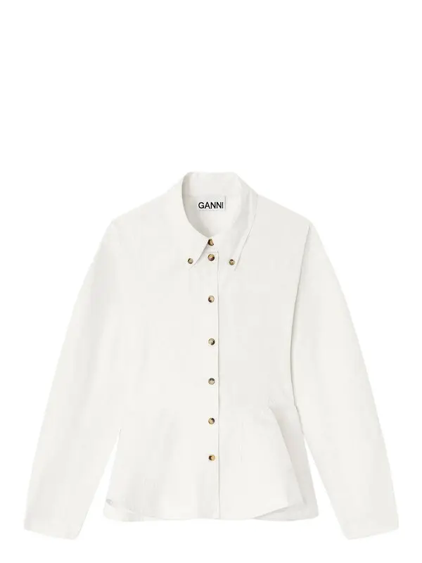 GANNI Peplum Shirt - White