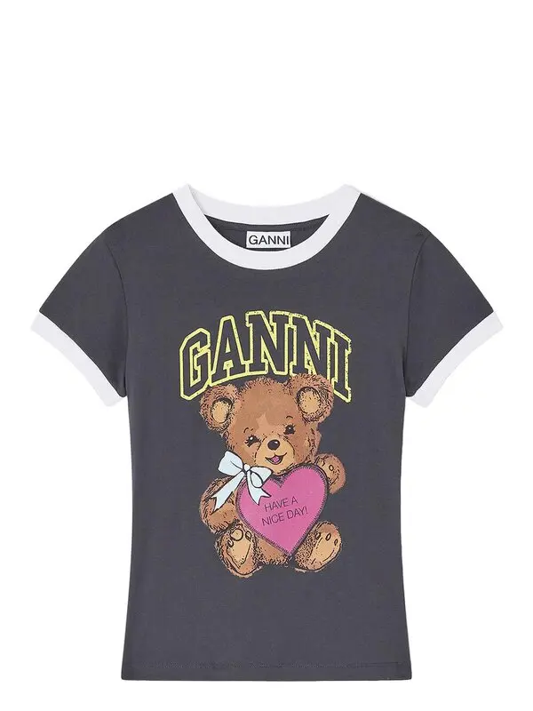 GANNI Cropped Teddy T-shirt - Mixed