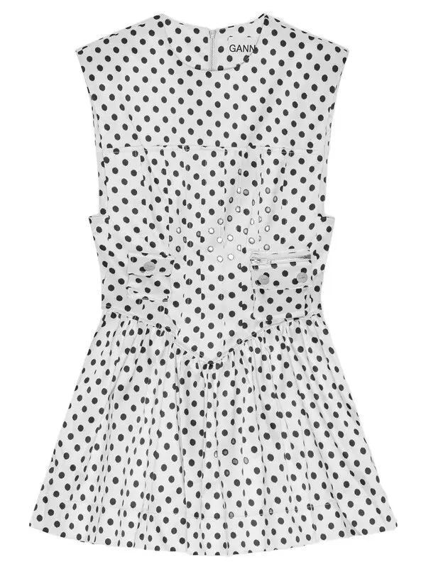 GANNI Polka-dot Satin Corset Mini Dress - White