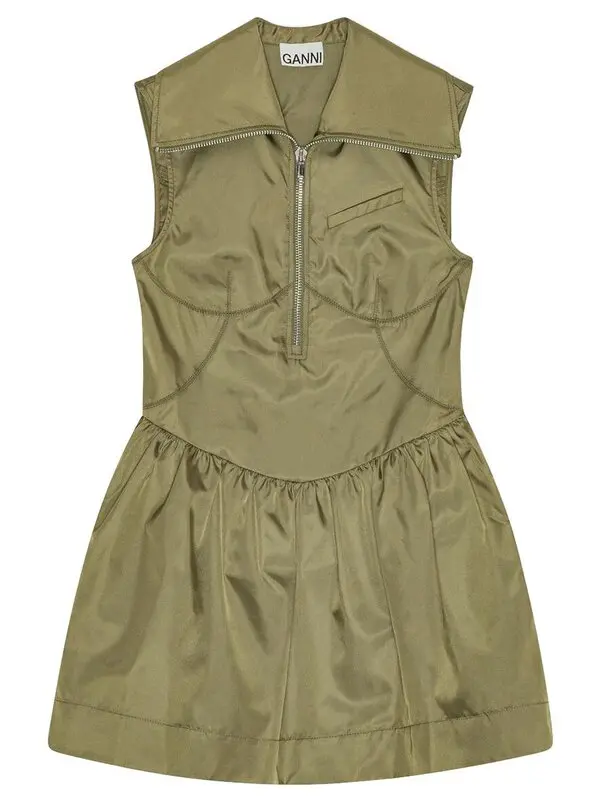 GANNI Floral Print Belted Dress - Beige