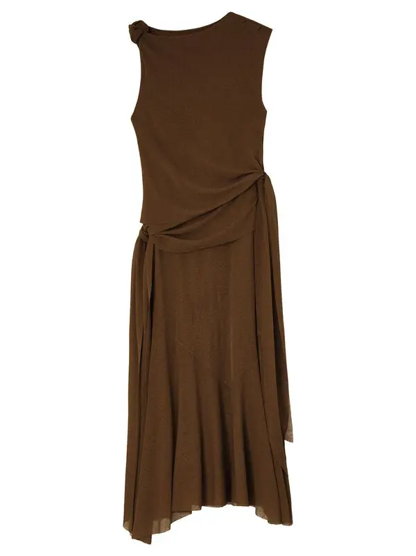 GANNI Long Cotton Crochet Dress - Brown