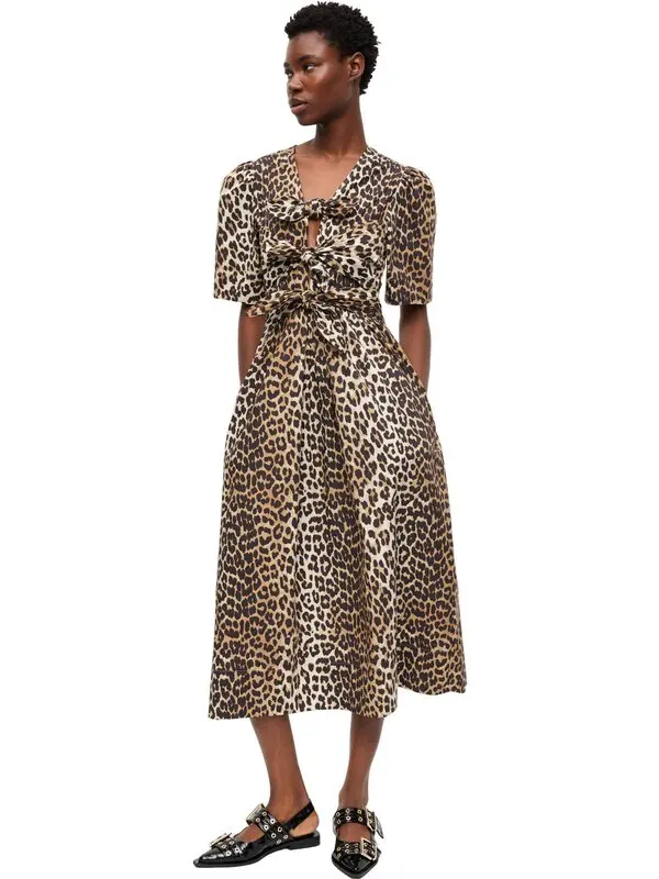 GANNI Leopard Printed Dress - Mixed