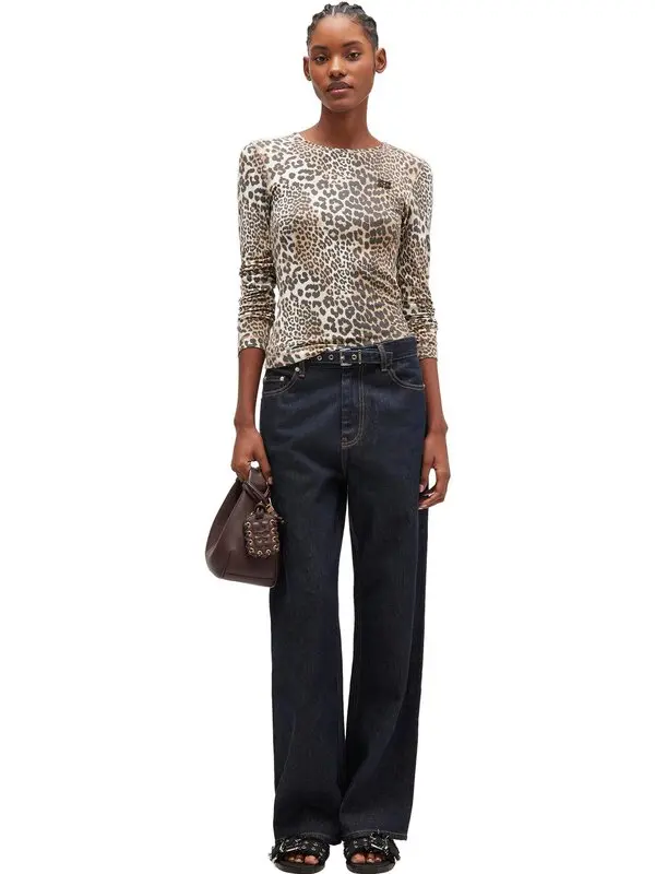 GANNI Leopard Print Long-sleeve Top - Mixed