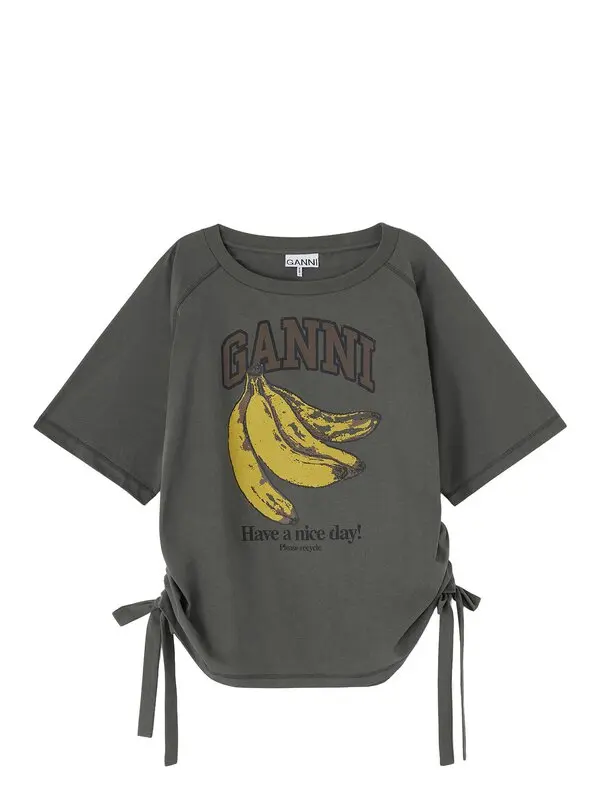 GANNI T-shirt With Banana Graphic - Grey
