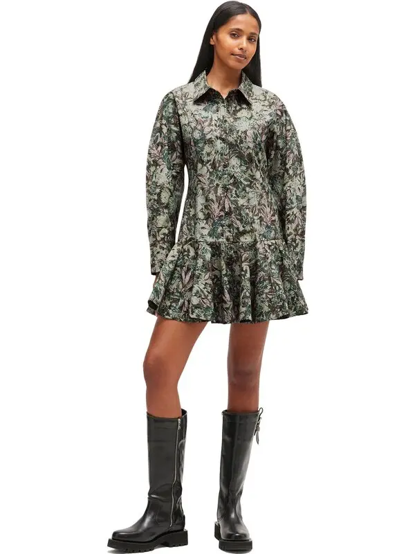 GANNI Floral Tapestry Shirt Dress - Mixed