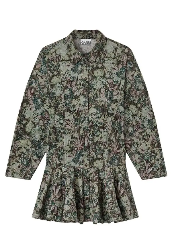 GANNI Floral Tapestry Shirt Dress - Mixed