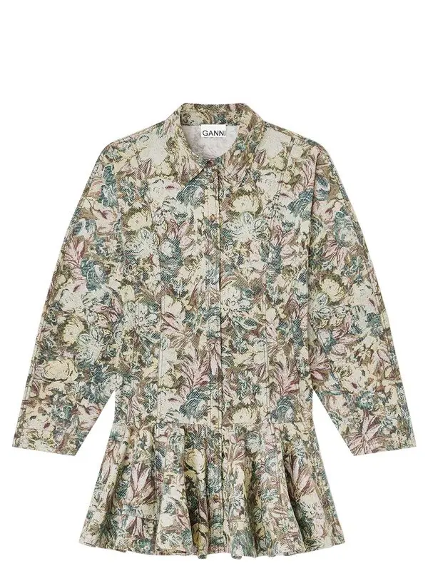 GANNI Floral Tapestry Shirt Dress - Mixed
