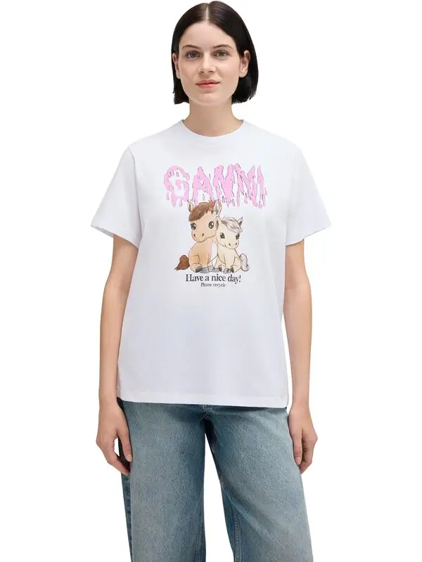 GANNI Graphic T-shirt - White