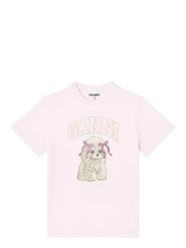 GANNI Poodle Graphic T-shirt - Pink