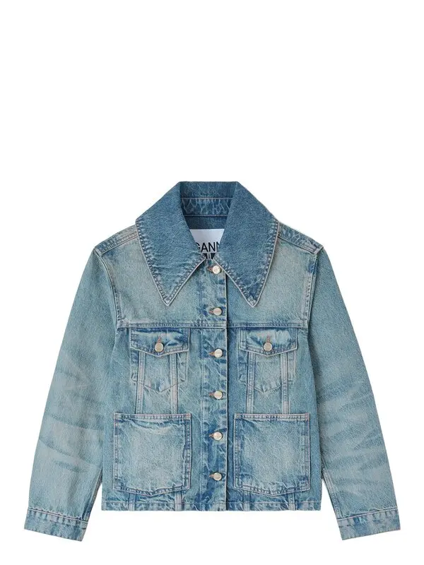 GANNI Rigid Denim Jacket - Blue
