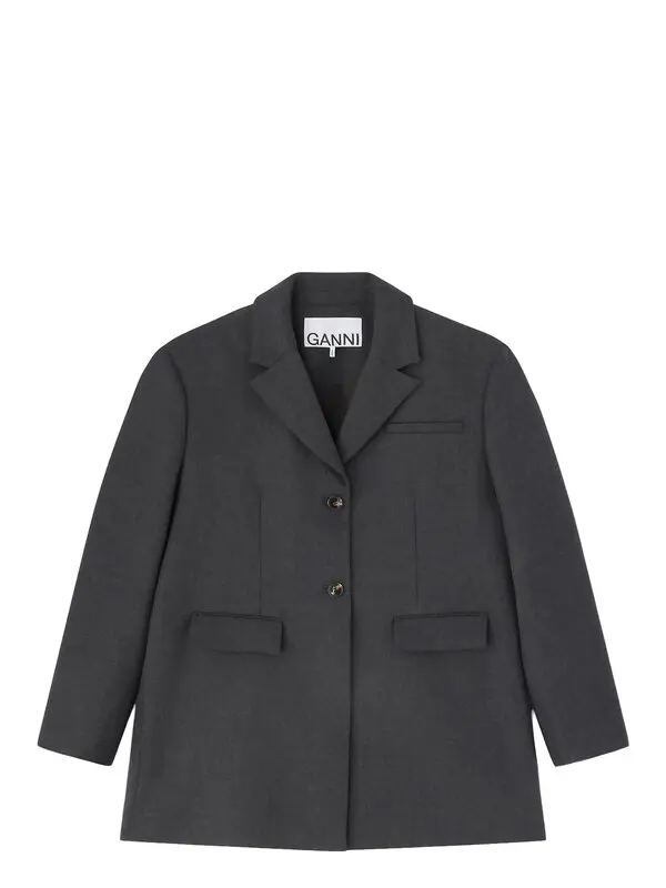 GANNI Wool Suiting Blazer - Mixed
