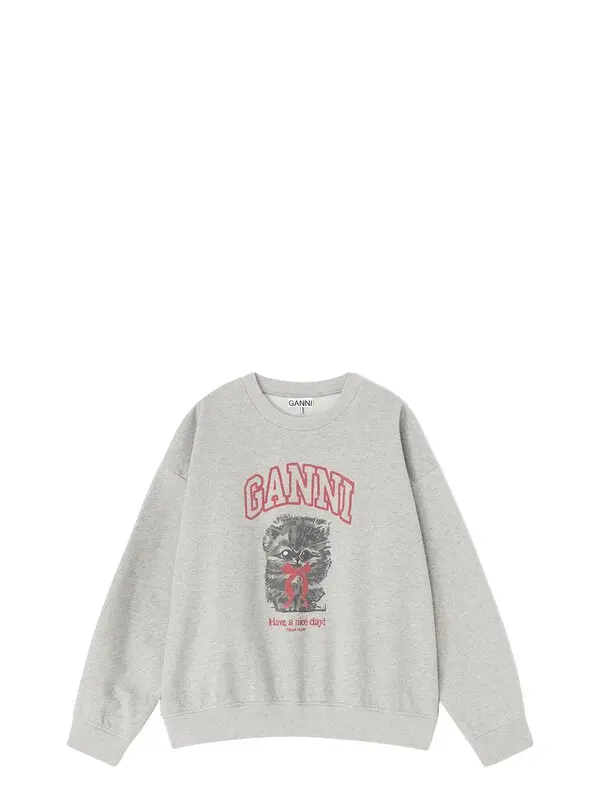 GANNI Kitty Graphic Sweatshirt - Grey