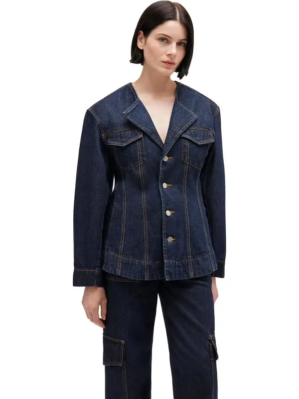 GANNI Denim Blazer - Navy