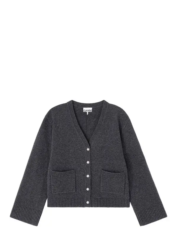 GANNI Classic Wool Cardigan - Mixed