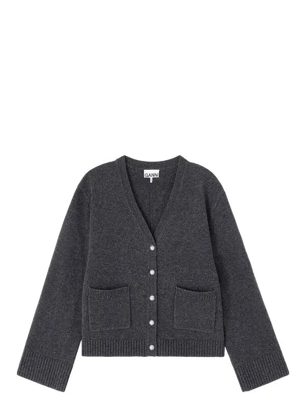 GANNI Classic Wool Cardigan - Mixed
