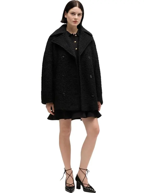 GANNI Boucle Midi Coat - Black