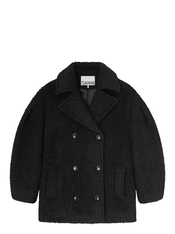 GANNI Boucle Midi Coat - Black