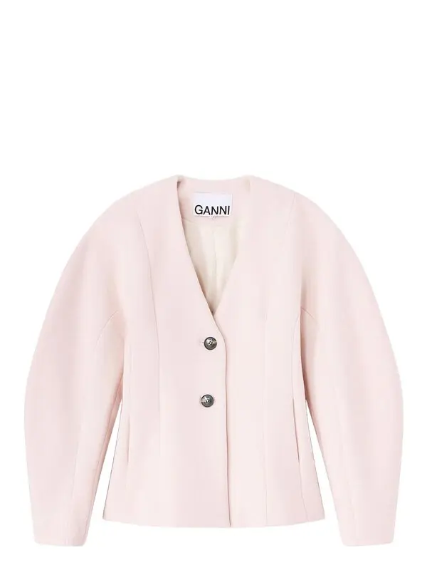GANNI Wool Blazer - Pink
