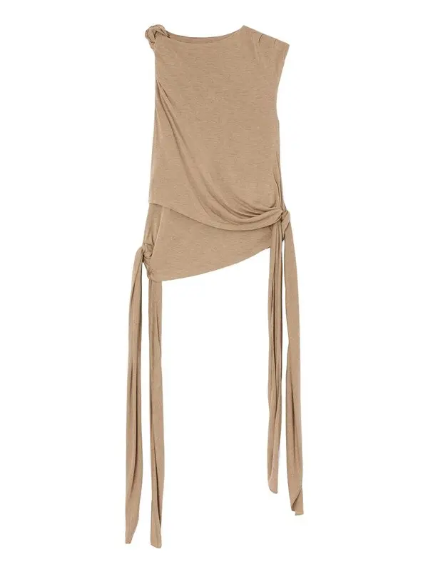 GANNI Smocked Sleeveless Top - Coca Mocha