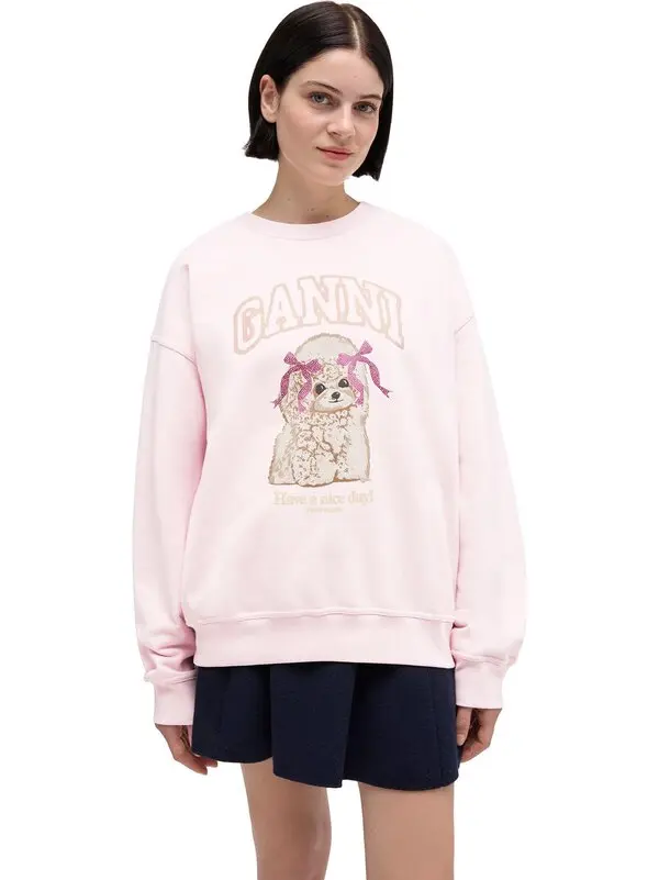 GANNI Poodle Graphic T-shirt - Pink