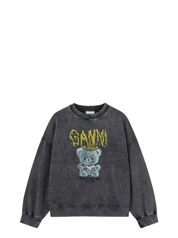 GANNI Vintage Wash Graphic Sweatshirt - Black