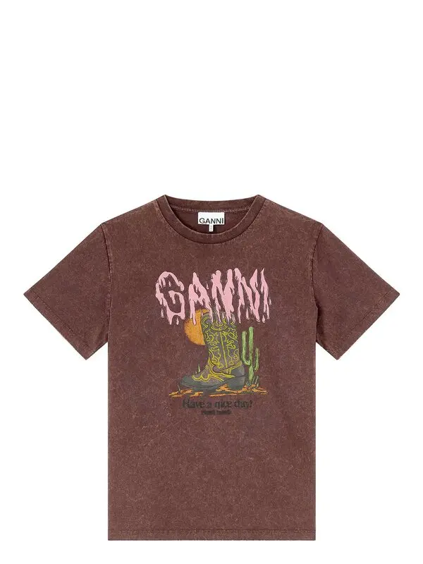 GANNI Vintage Wash T-shirt - Brown
