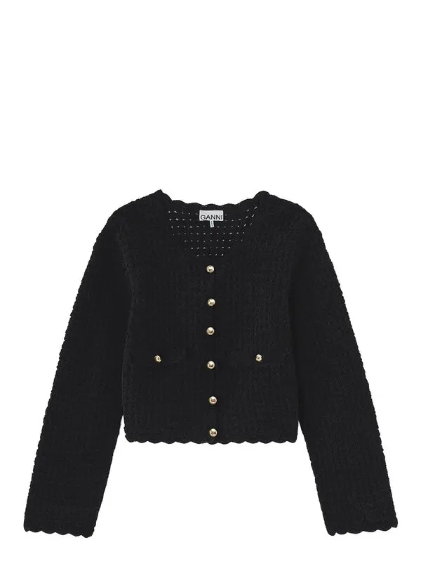 GANNI Crochet Cardigan - Black