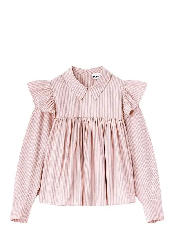 GANNI Frill Blouse - Pink