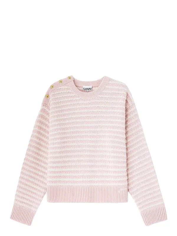 GANNI Striped Wool-blend Sweater - Pink