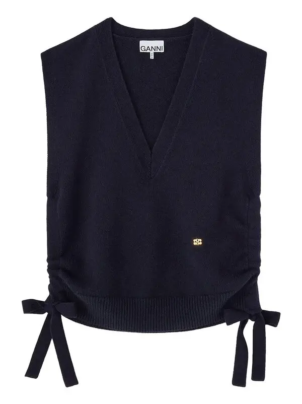 GANNI Classic Wool Vest - Navy