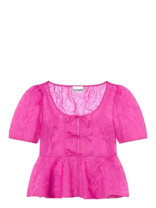 GANNI Peplum Blouse - Raspberry Rose