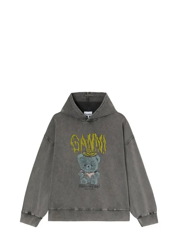 GANNI Graphic Printed Hoodie - Black