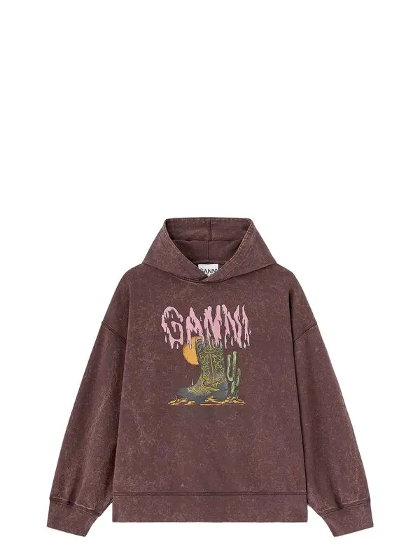 GANNI Graphic Printed Hoodie - Brown
