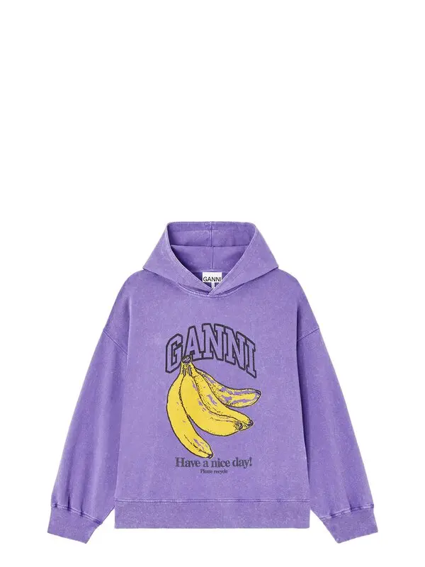 GANNI Graphic Printed Hoodie - Purple