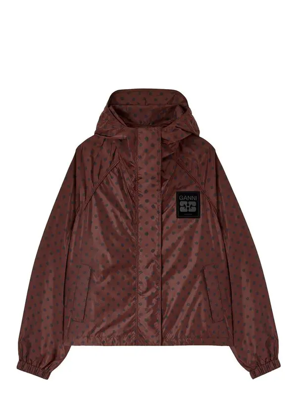 GANNI Cotton Blend Jacket With Classic Collar - Brown