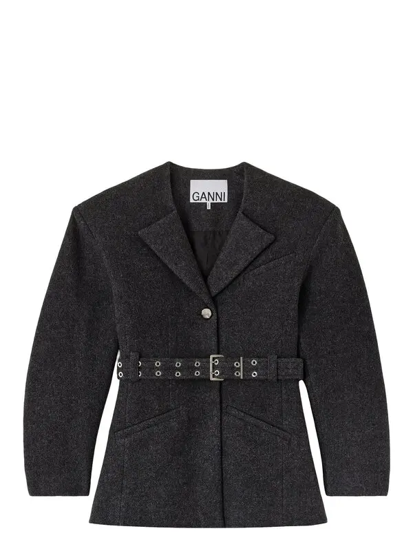 GANNI Cotton Blend Jacket With Classic Collar - Mixed