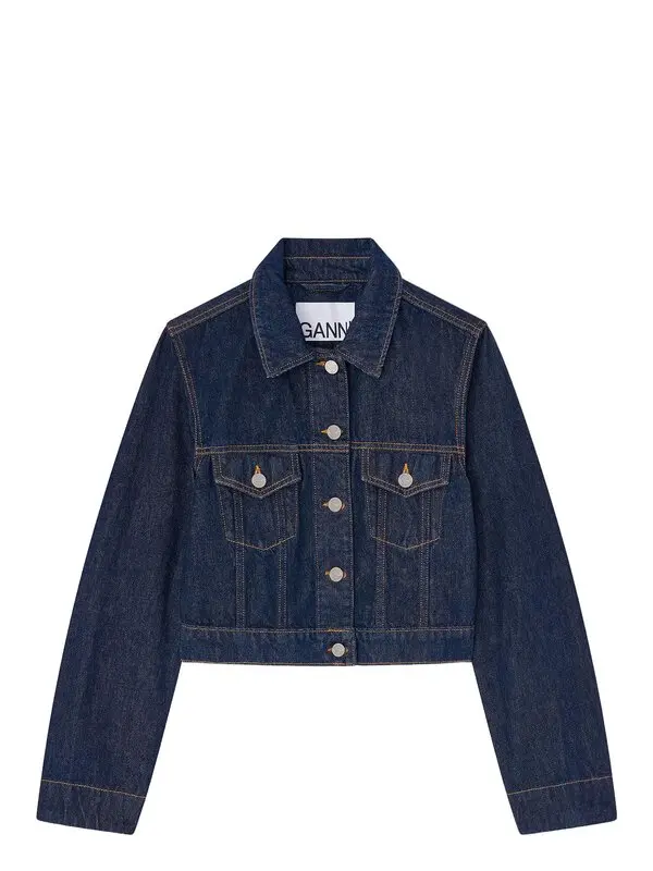 GANNI Collared Jacket - Navy