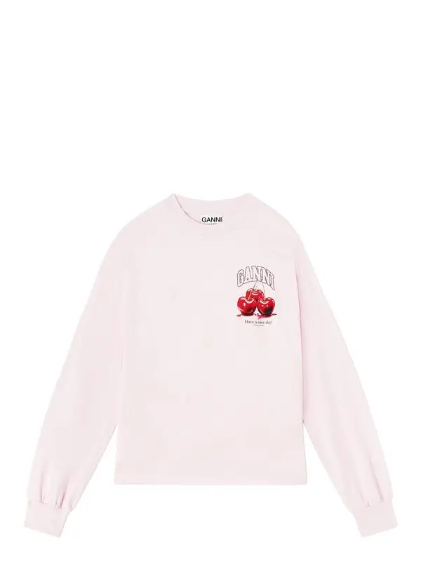 GANNI Long-sleeve Fruit T-shirt - Pink