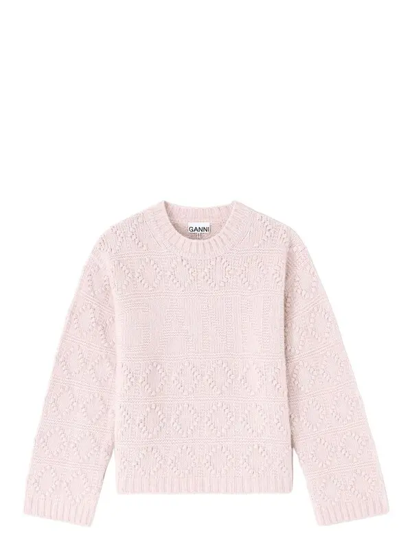 GANNI Cotton-wool Bubble Knit Sweater - Pink