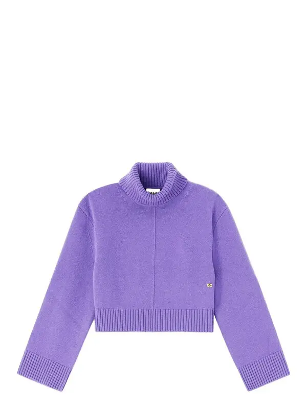 GANNI Wool Turtleneck Sweater - Purple