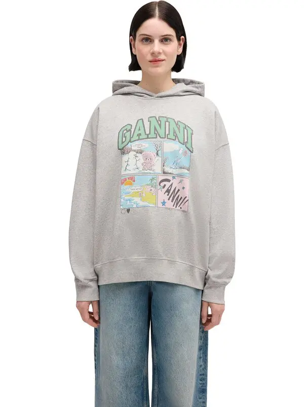GANNI Bear Comic Graphic Hoodie - Grey